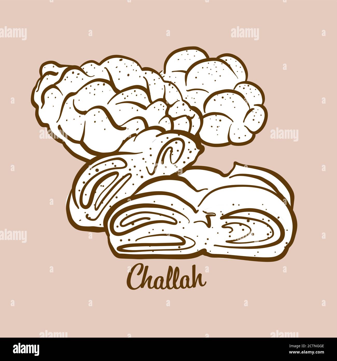 Hand-drawn Challah bread illustration. Leavened, usually known in ...