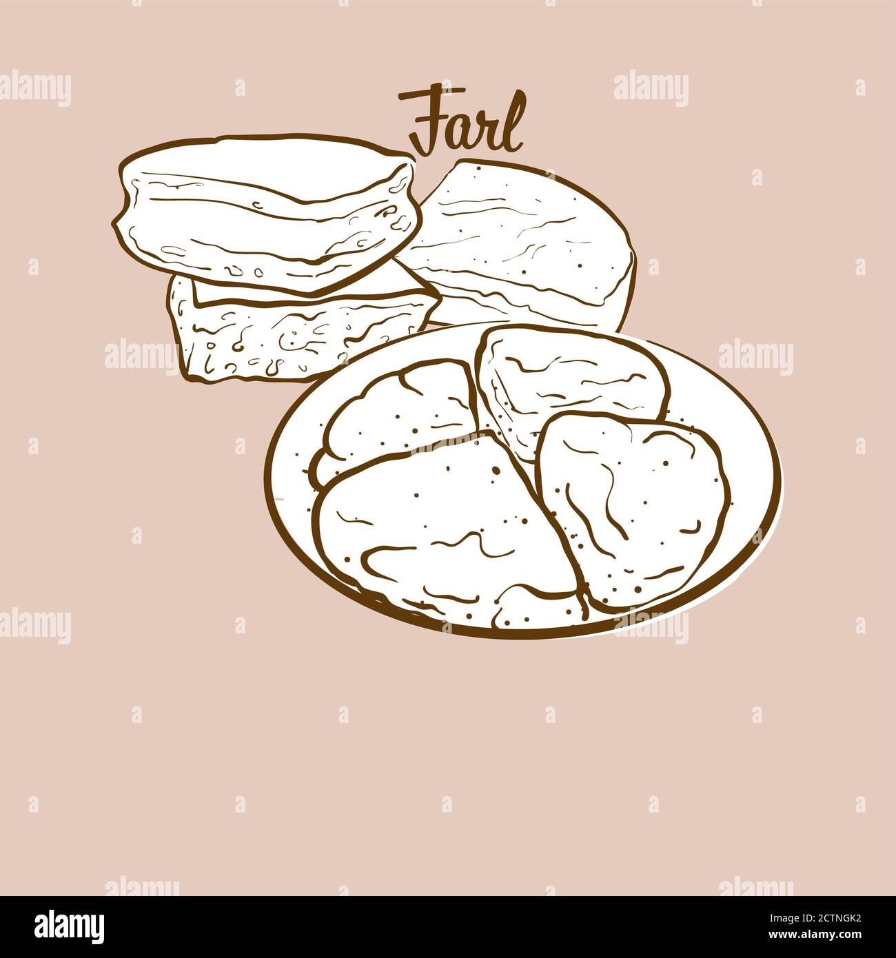 Hand-drawn Farl bread illustration. Flatbread, usually known in United ...