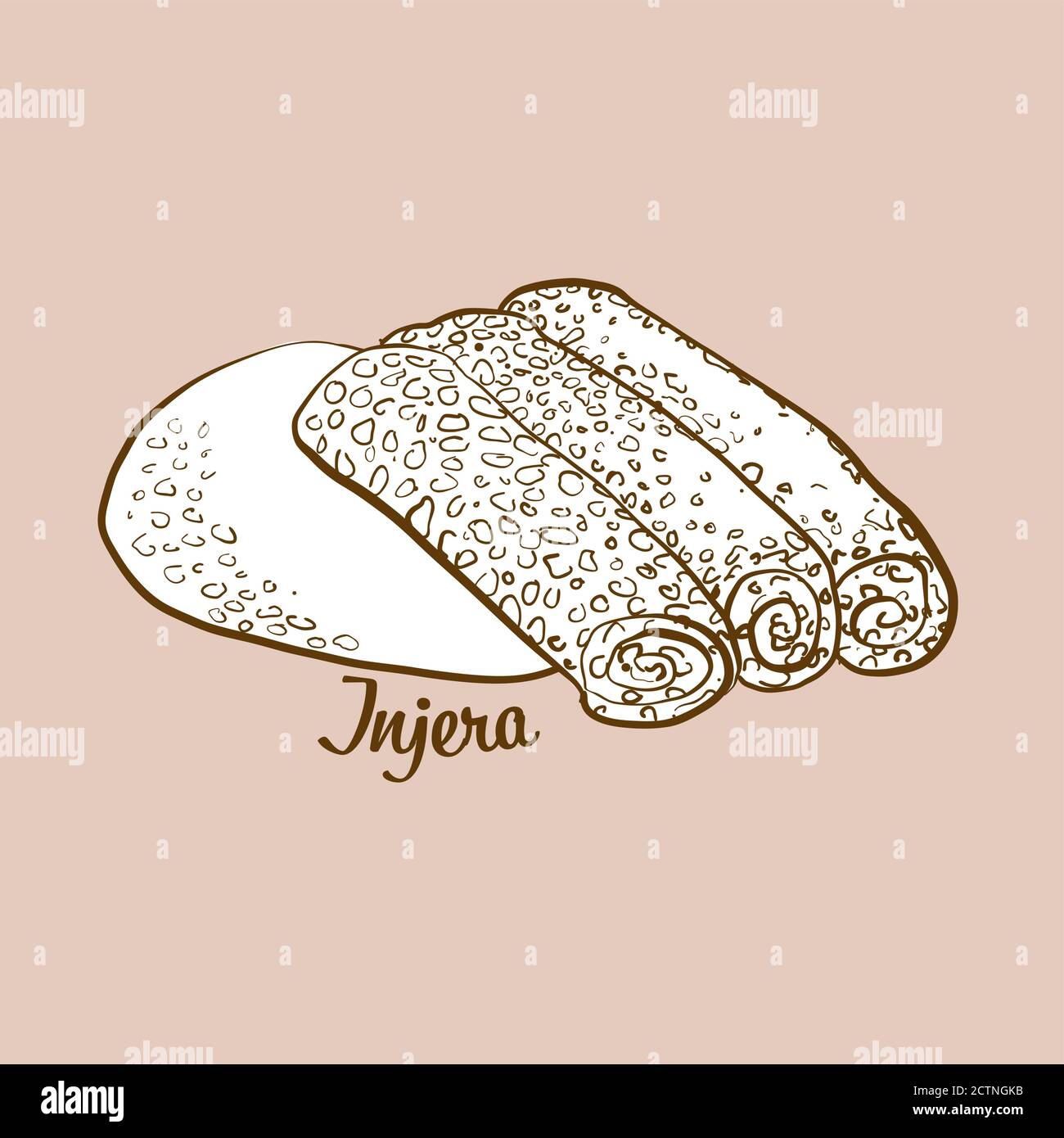 Hand-drawn Injera bread illustration. Flatbread, usually known in ...
