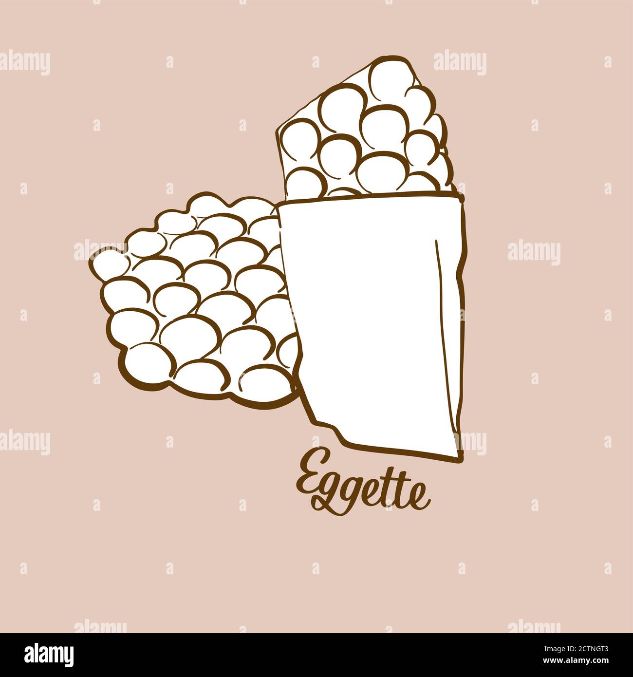 Hand-drawn Eggette bread illustration. Pancake, usually known in Hong ...