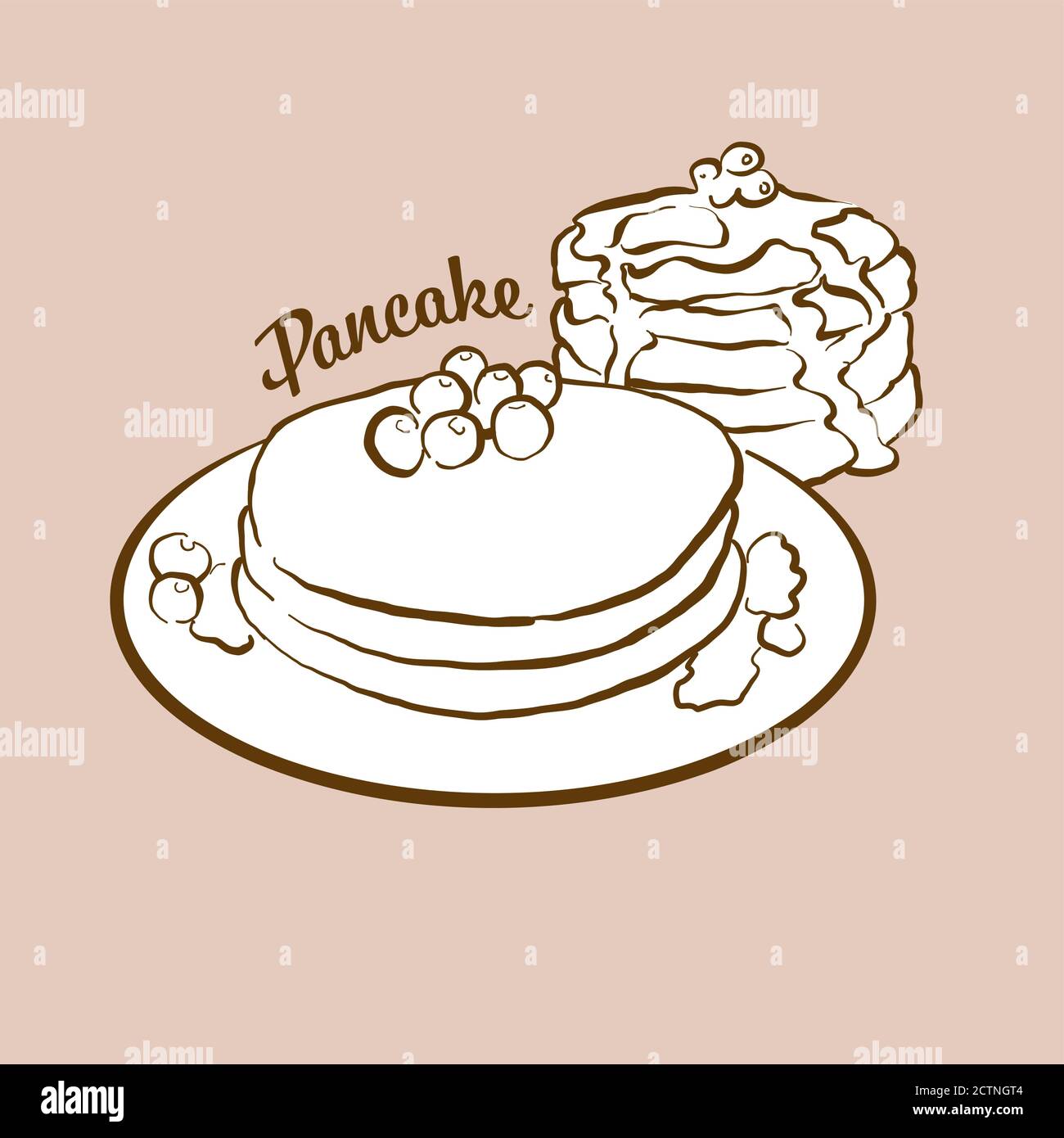 Hand-drawn Pancake bread illustration. Pancake, usually known in Greece ...