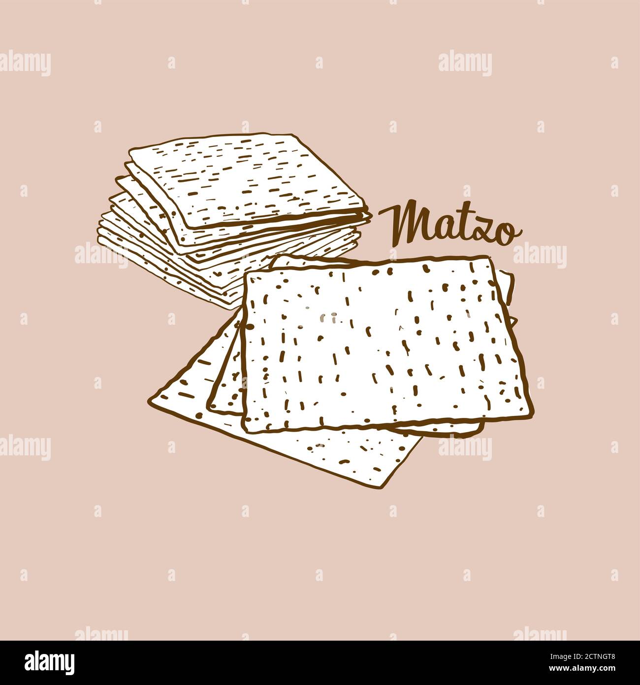 Hand-drawn Matzo bread illustration. Flatbread, usually known in Jewish ...