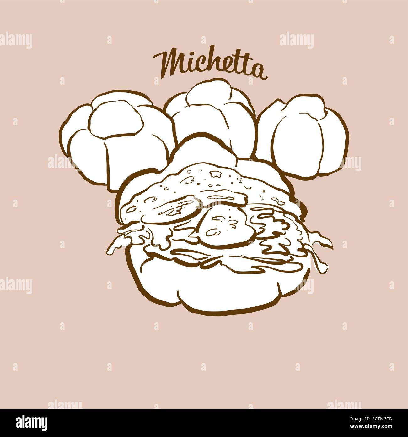 Hand-drawn Michetta bread illustration. Leavened, usually known in ...