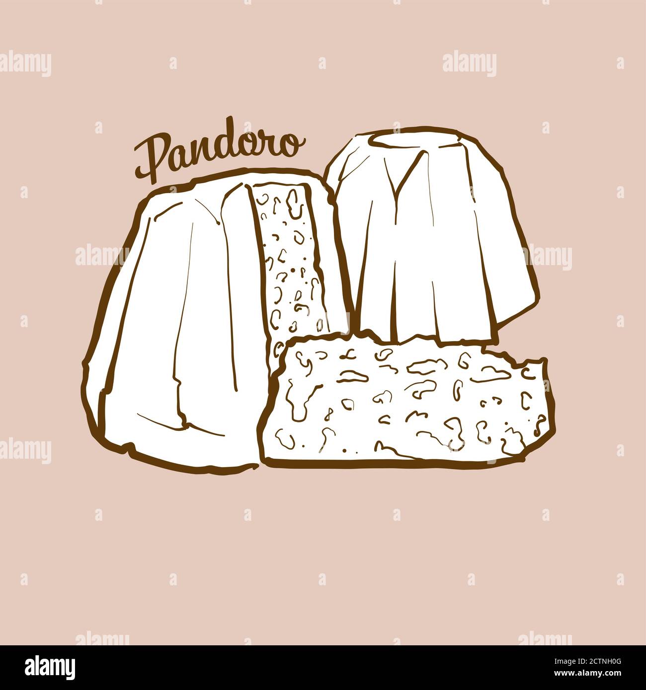 Hand-drawn Pandoro bread illustration. Holiday bread, usually known in ...
