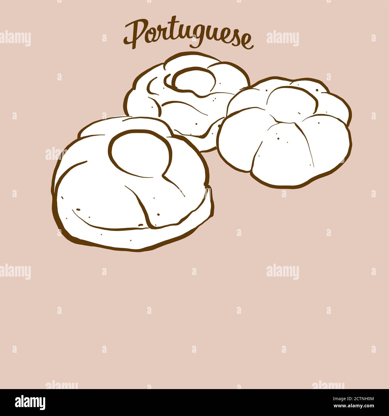 Hand-drawn Portuguese sweet bread bread illustration. Sweet bread ...
