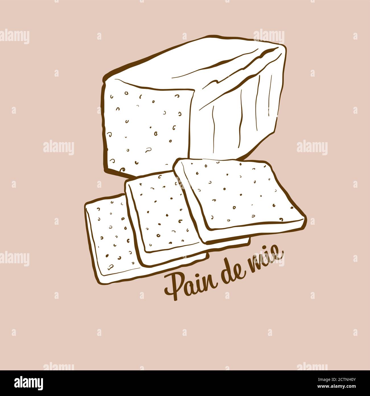 Hand-drawn Pain de mie bread illustration. White, usually known in ...