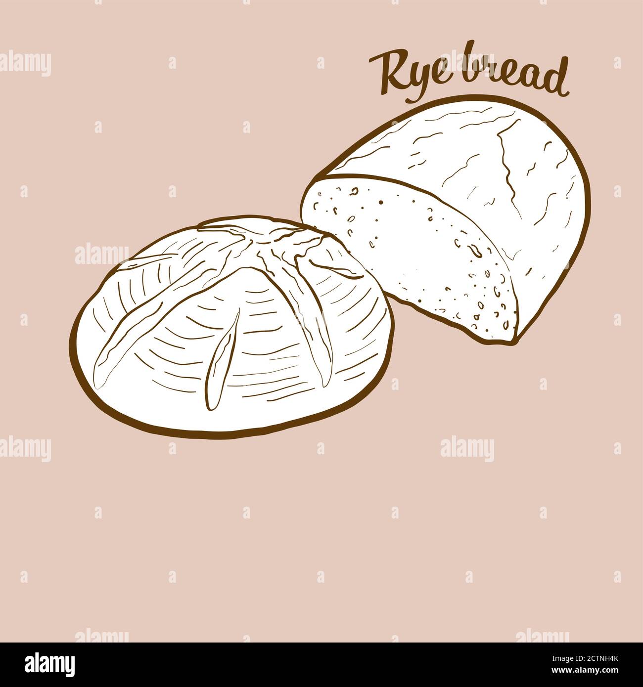 Hand-drawn Rye bread bread illustration. Leavened, usually known in ...