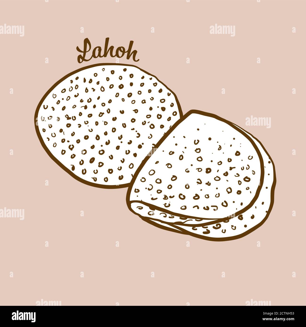 Hand-drawn Lahoh bread illustration. Leavened, usually known in ...