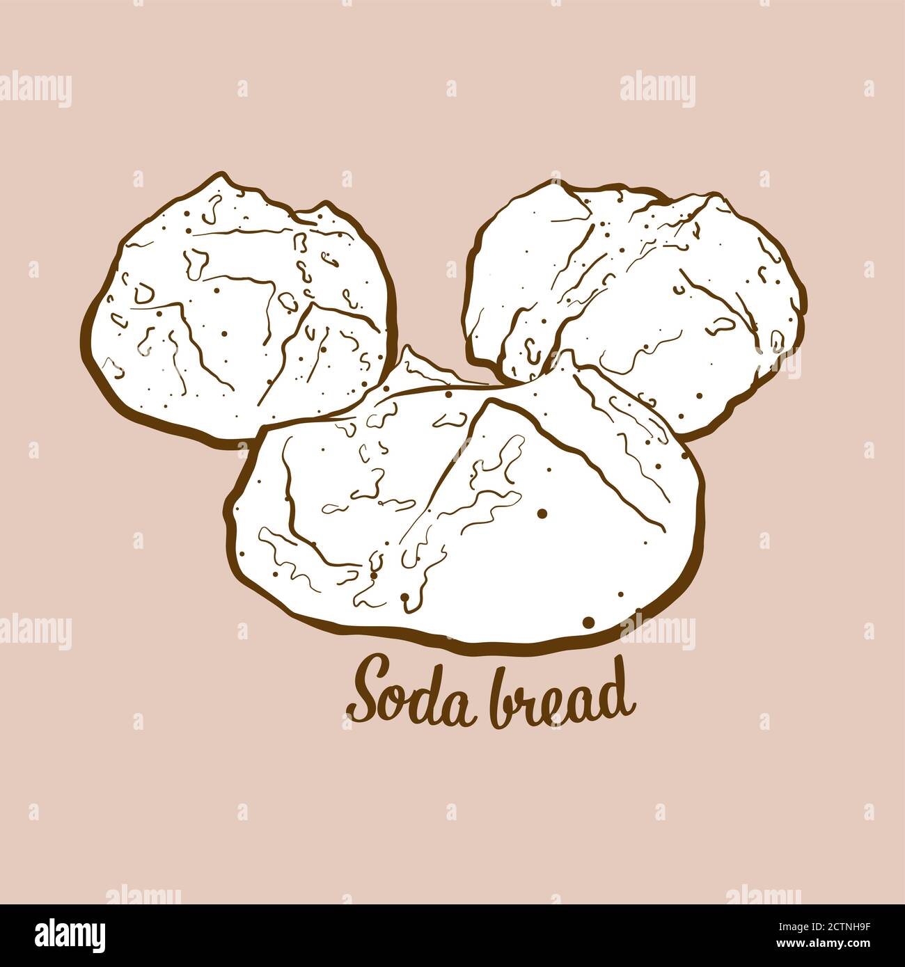 Hand-drawn Soda bread bread illustration. Soda bread, usually known in ...