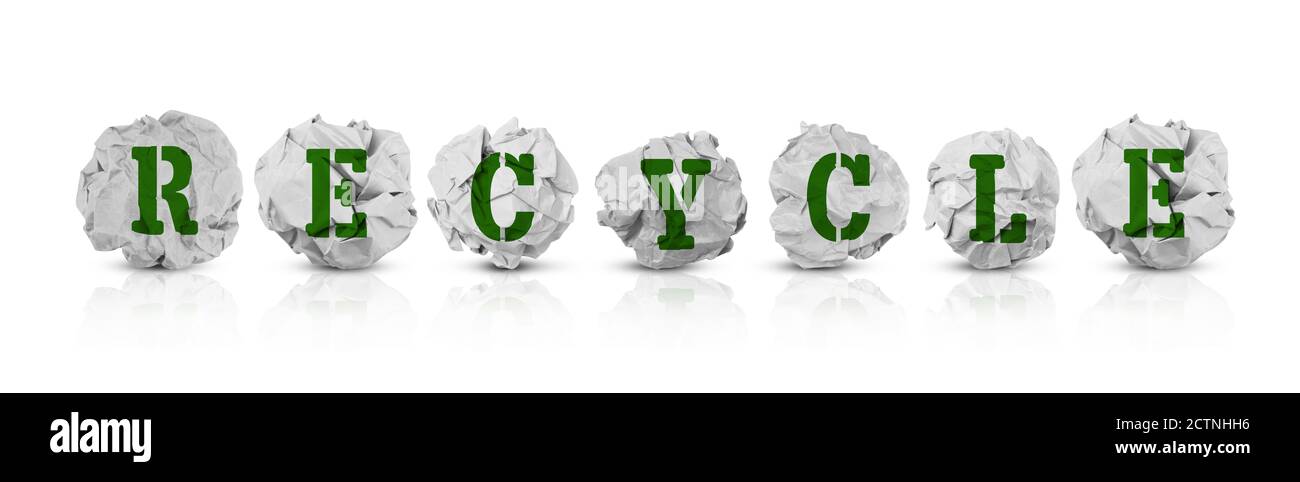 Recycle paper balls isolated on white Stock Photo - Alamy