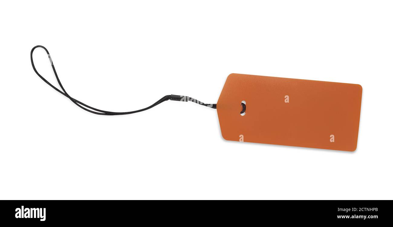 Orange tag isolated on white Stock Photo - Alamy