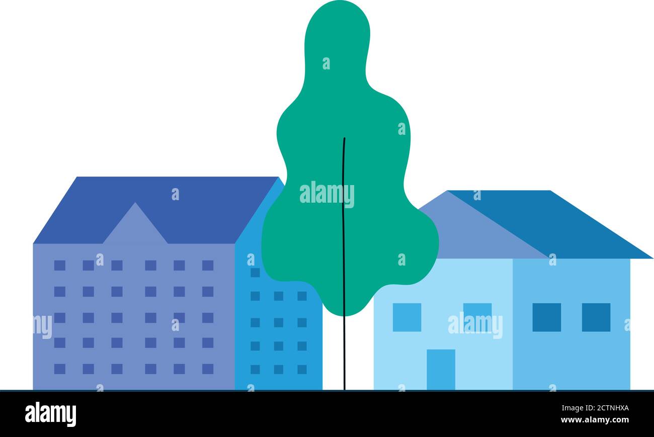 houses with tree vector design Stock Vector Image & Art - Alamy
