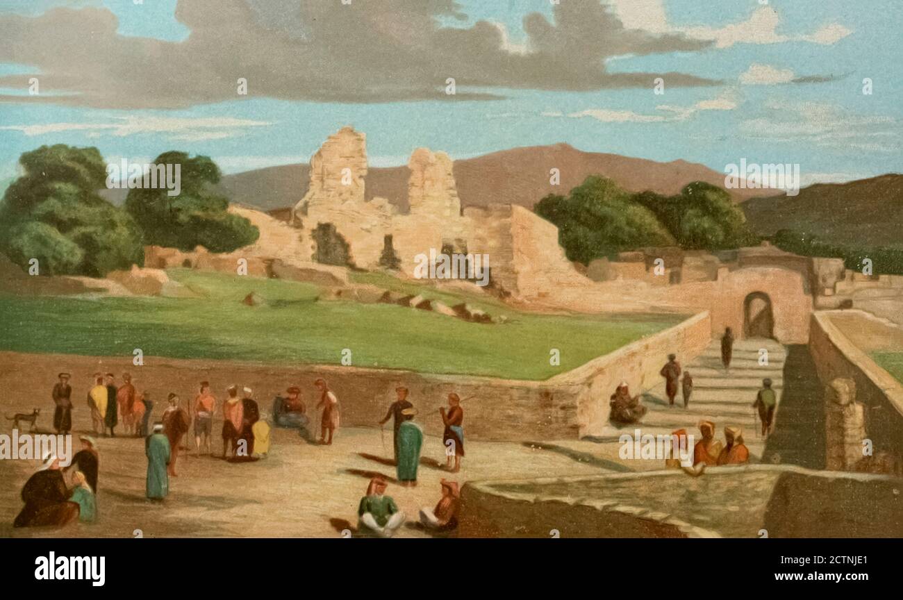 Coloured Illustration of the Village of Bethany from the book Palestine ...