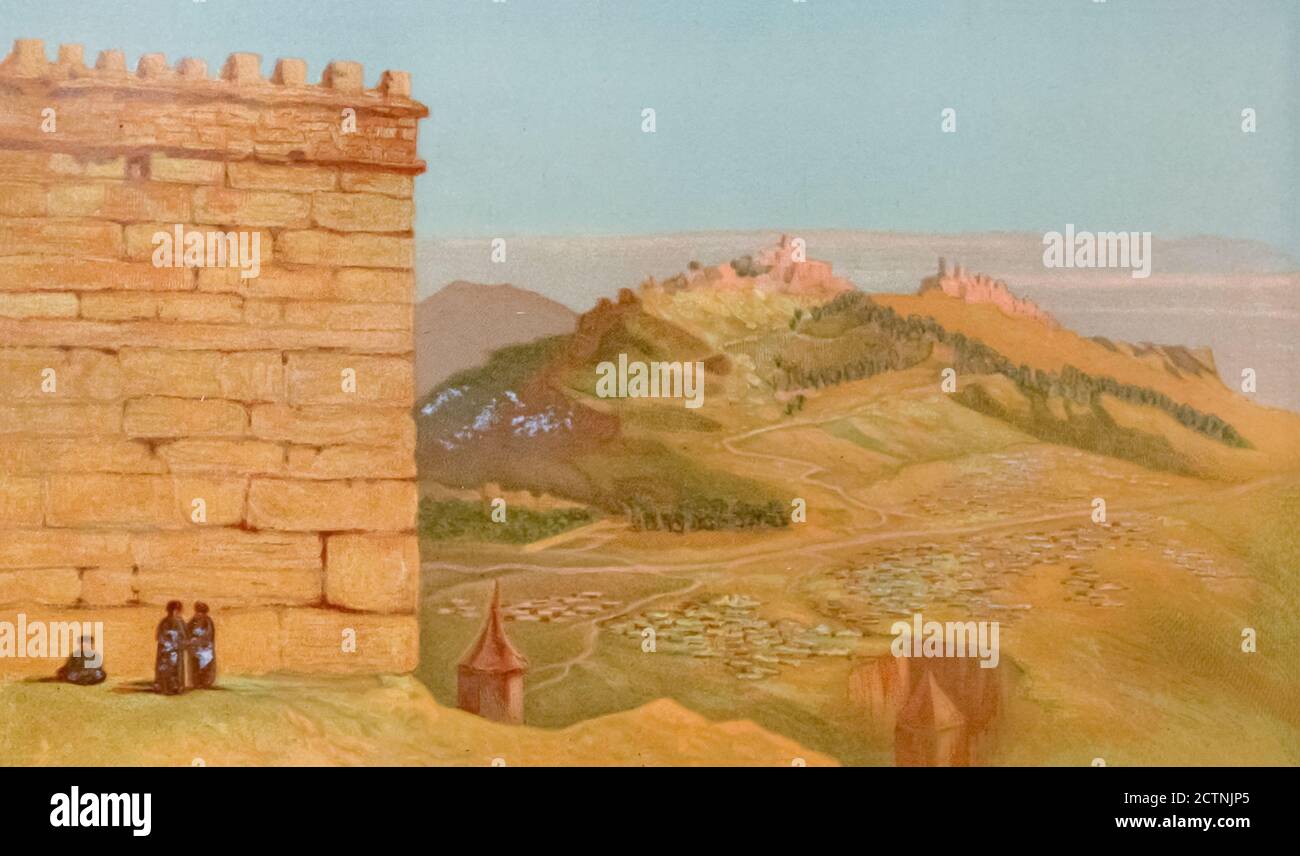 Coloured Illustration of Temple Corner, Jerusalem from the book ...