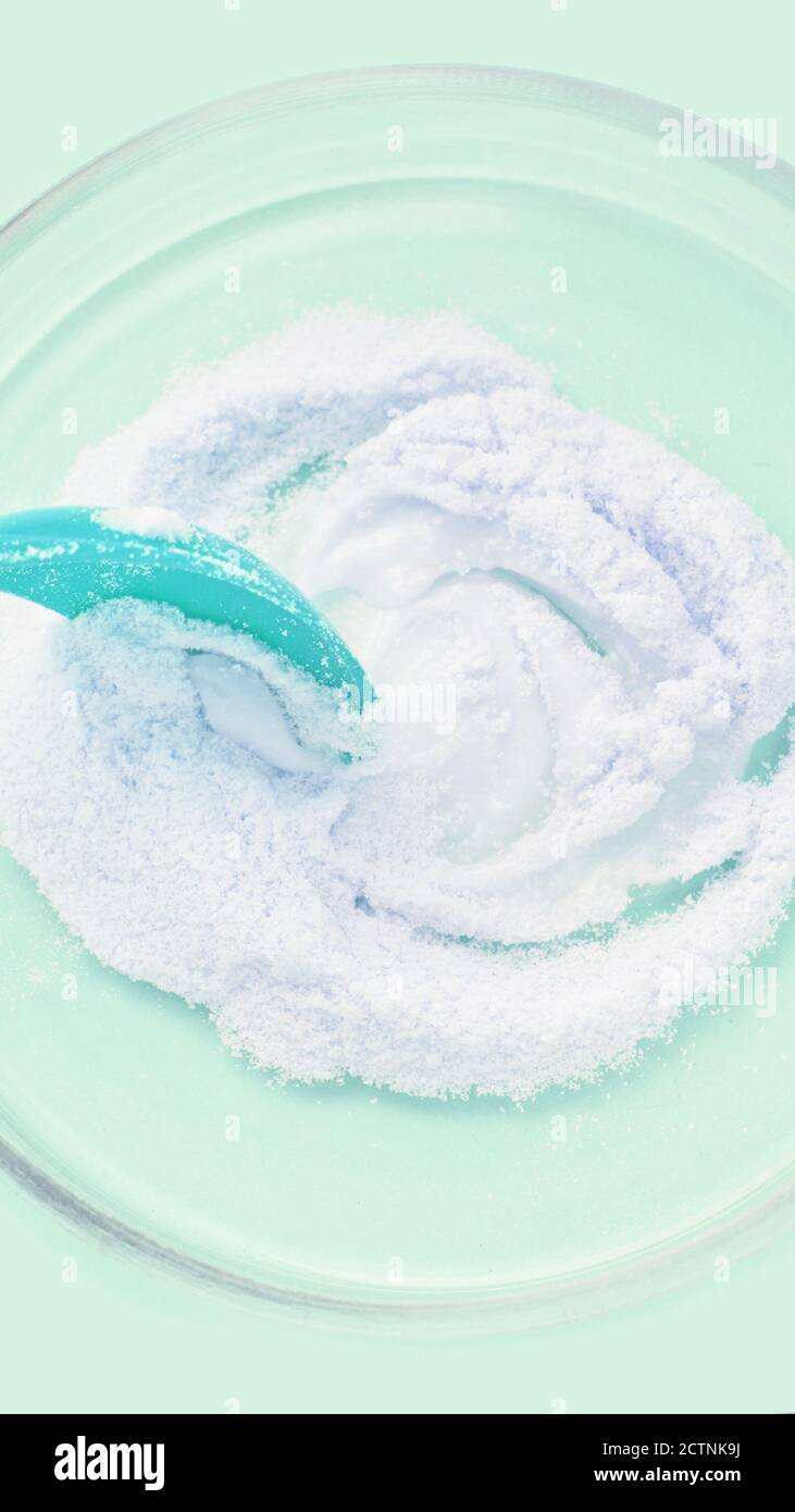 Collagen white powder. Pastel color background. Health product Stock ...