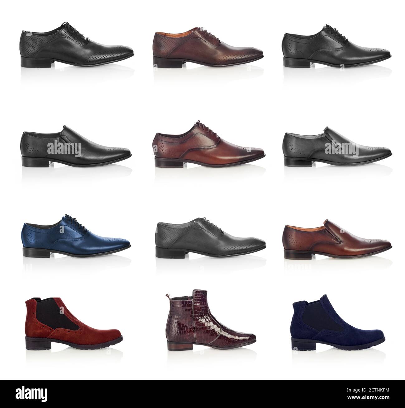Elegant men shoe collection isolated on white Stock Photo - Alamy