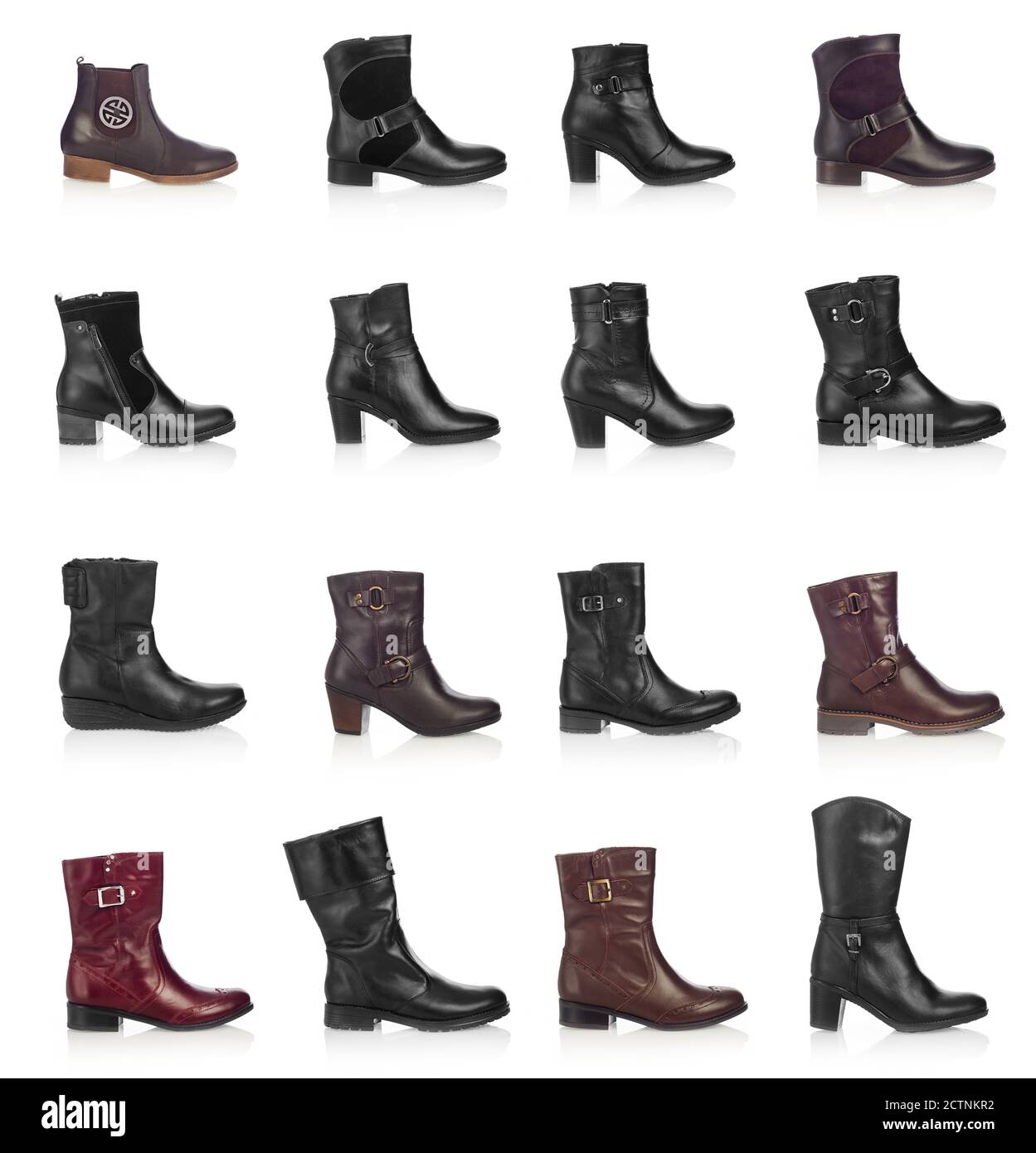 Women boot collection isolated on white Stock Photo - Alamy