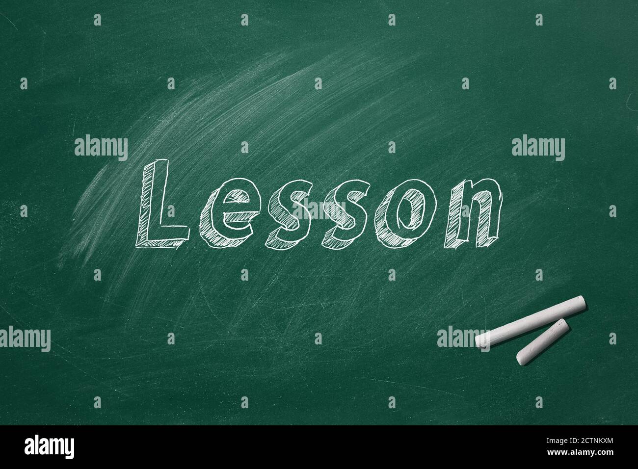 Lettering Lesson on green chalkboard Stock Photo - Alamy