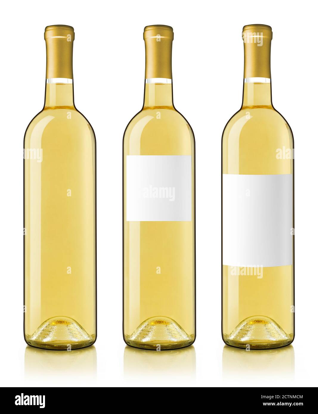 White wine bottles, white background Stock Photo - Alamy