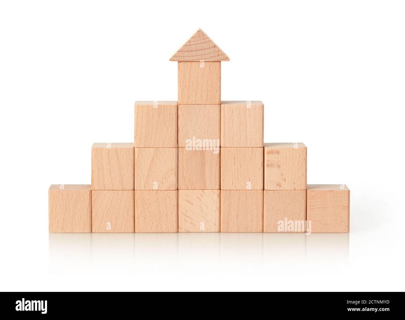 Wooden blocks pyramid, white background Stock Photo - Alamy