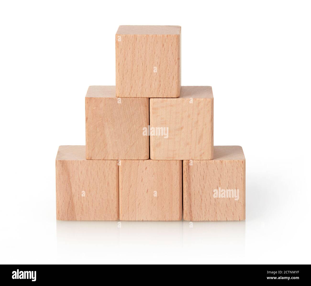 Wooden blocks pyramid, white background Stock Photo - Alamy