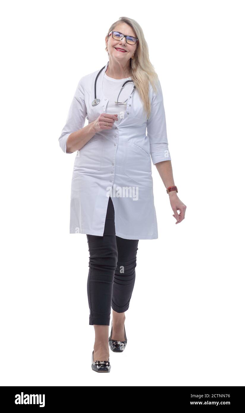 in full growth. confident female medic striding forward Stock Photo - Alamy