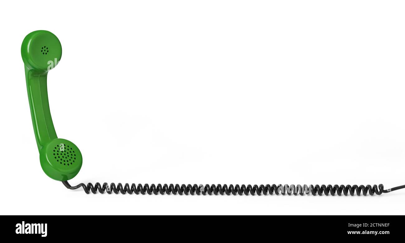 Telephone receiver and cord isolated on white Stock Photo - Alamy