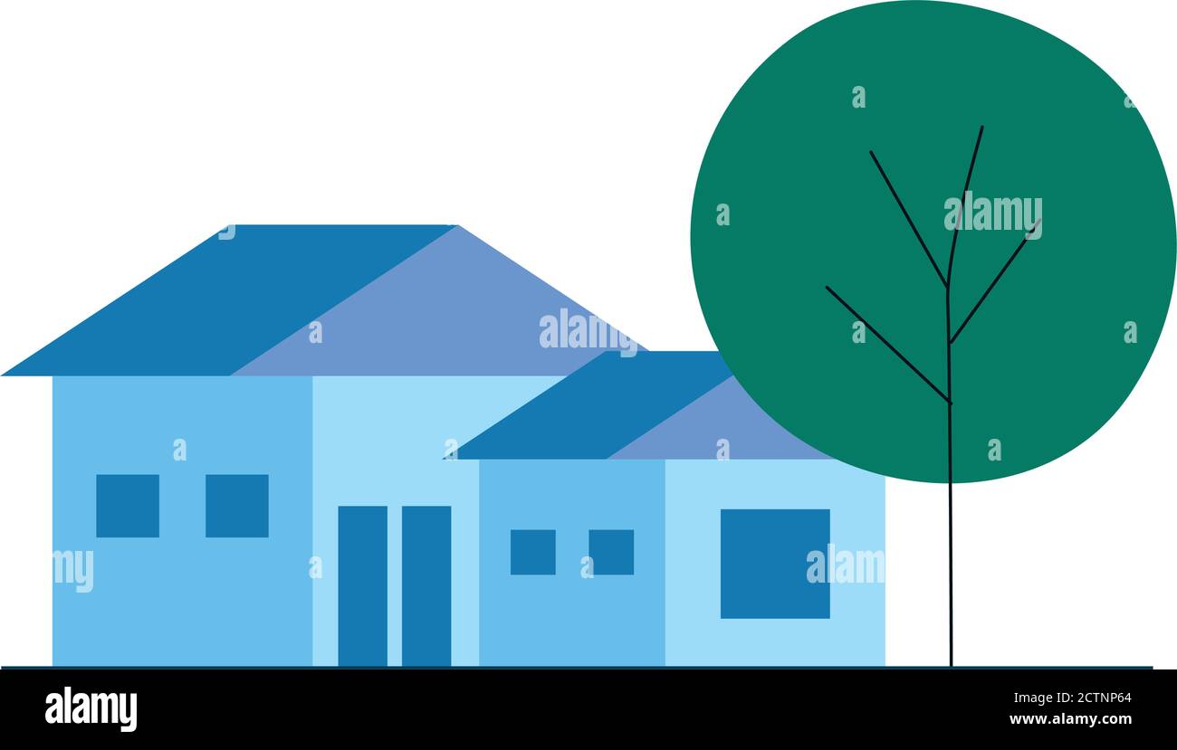 houses with tree vector design Stock Vector Image & Art - Alamy