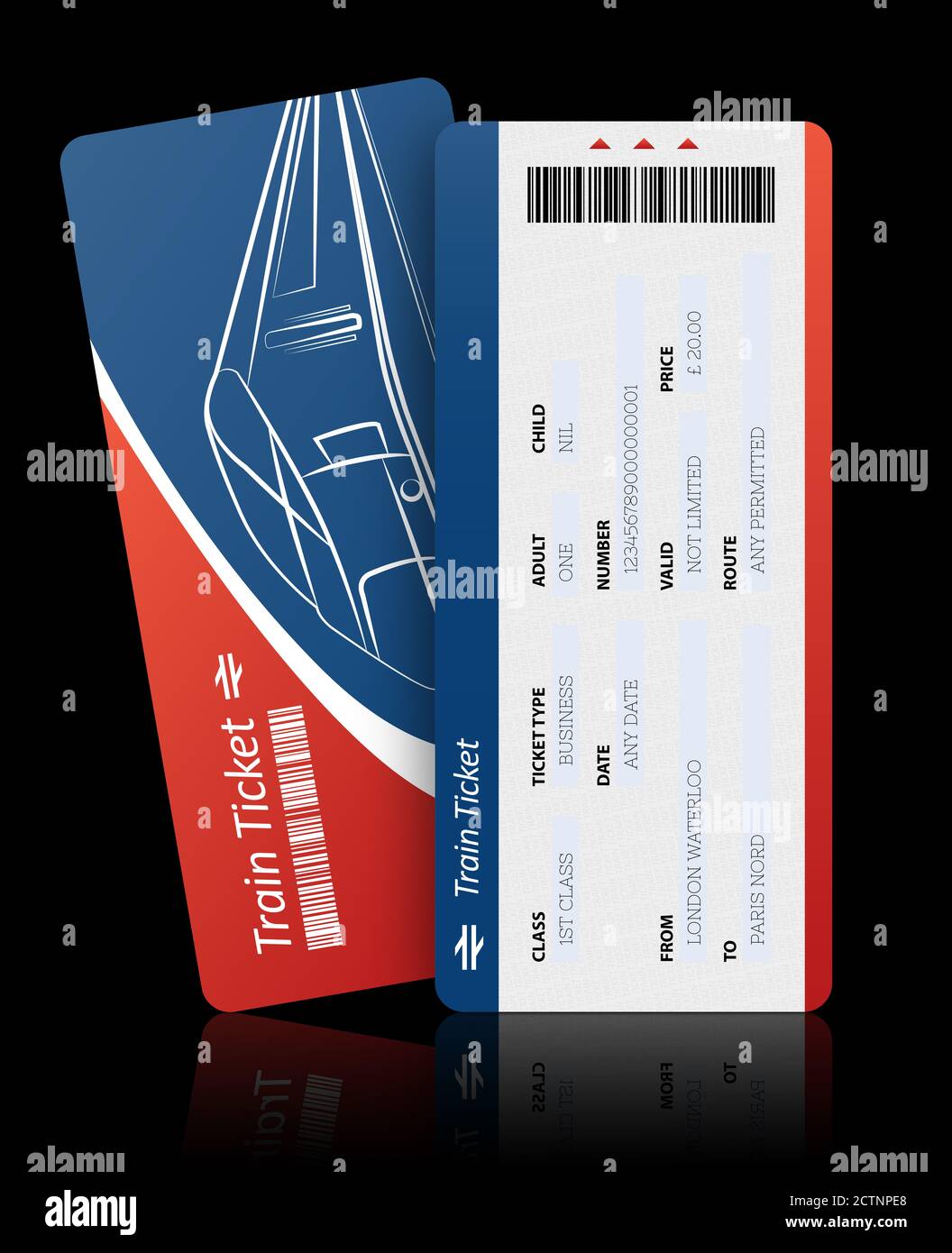 Train ticket on white background Stock Photo - Alamy