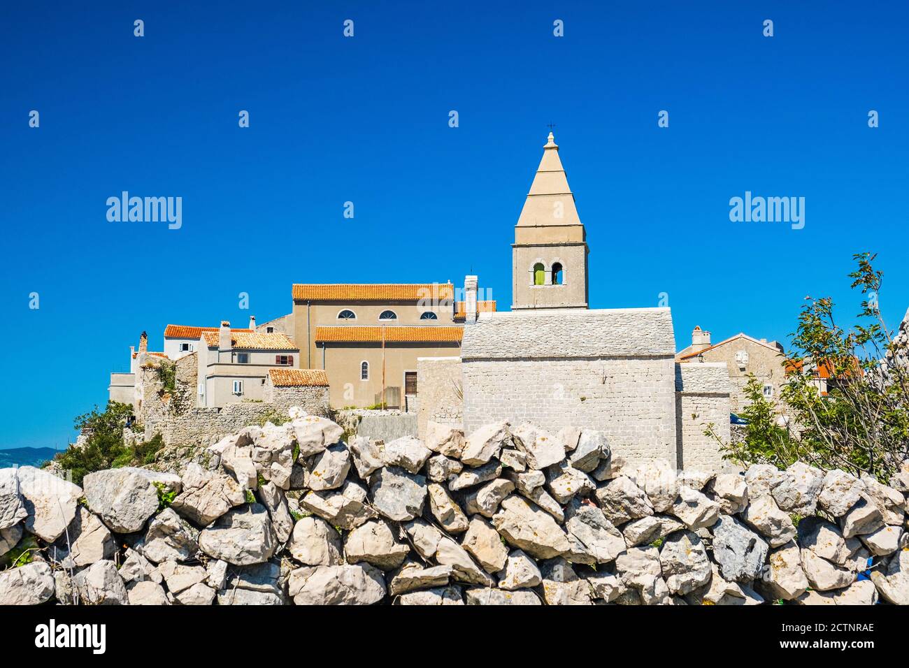 Ancient coastal town of Lubenice on the island of Cres in Croatia ...