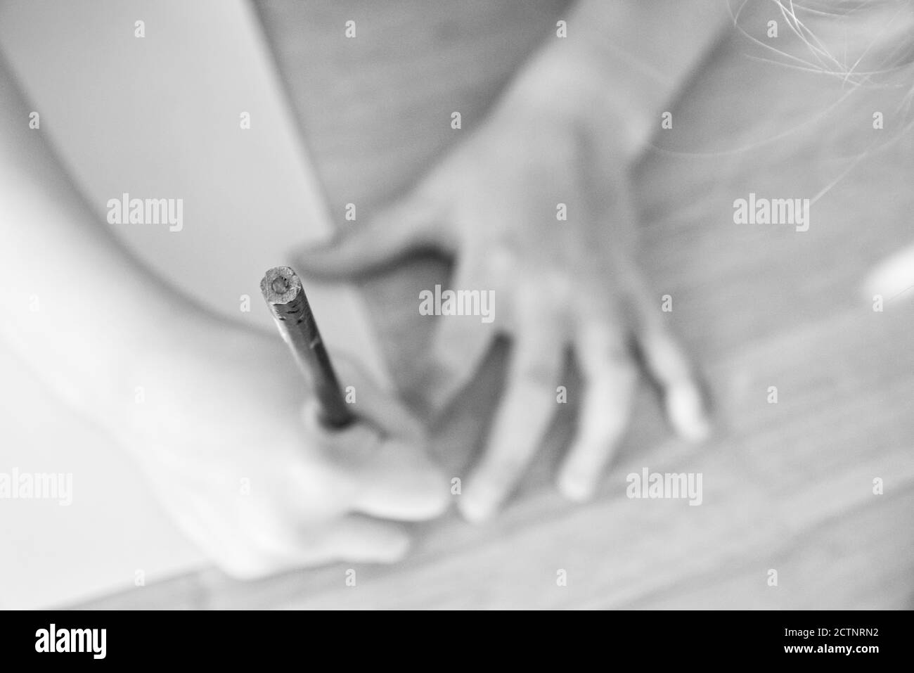 Table child drawing view above Black and White Stock Photos & Images ...