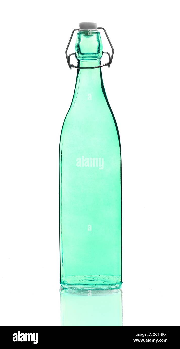 Turquoise empty bottle isolated Stock Photo - Alamy