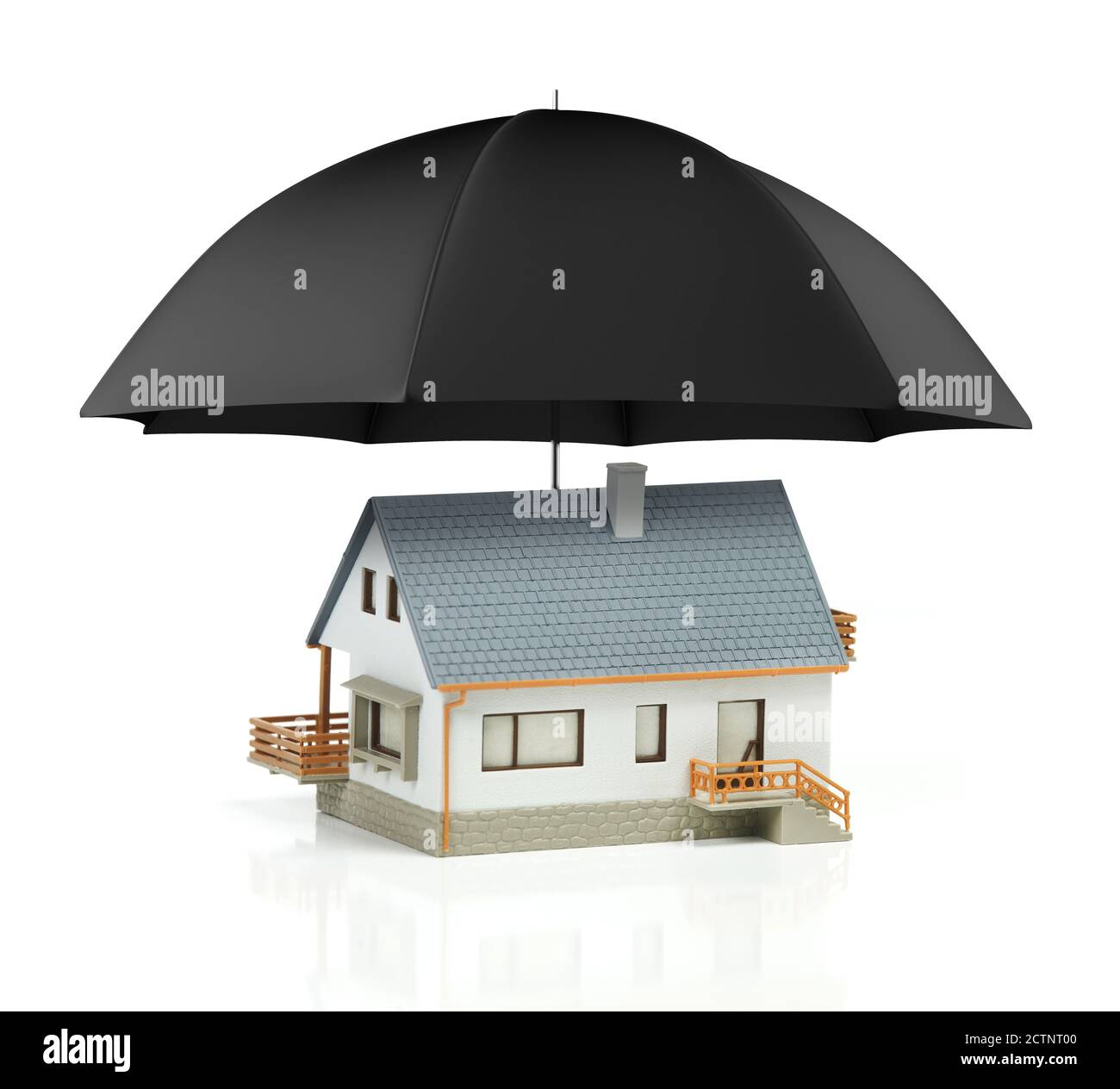House under a umbrella, white background Stock Photo - Alamy