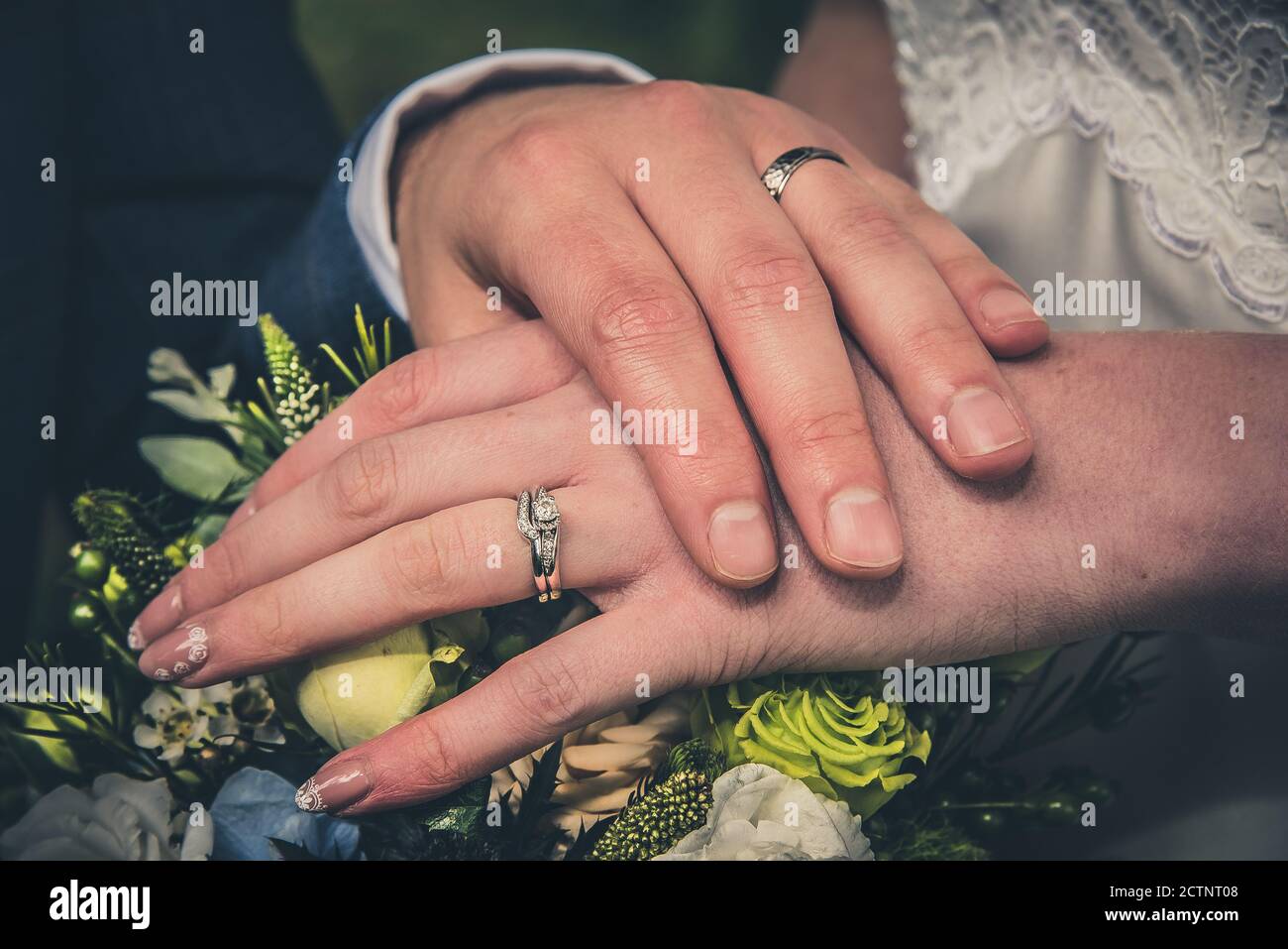 Posed wedding hands - Norfolk Stock Photo - Alamy