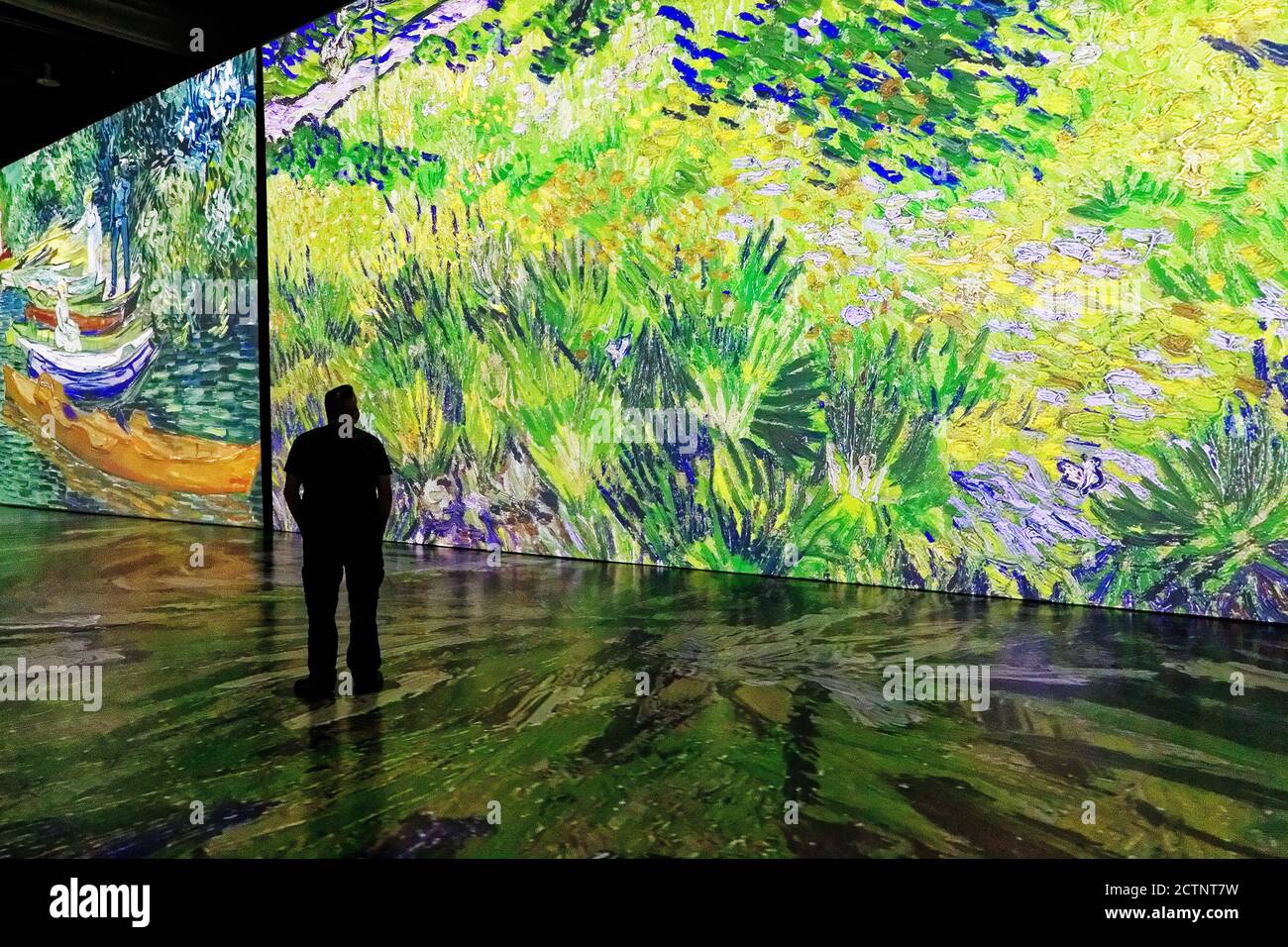 People at the Imagine Van Gogh immersive exhibition in Quebec City ...