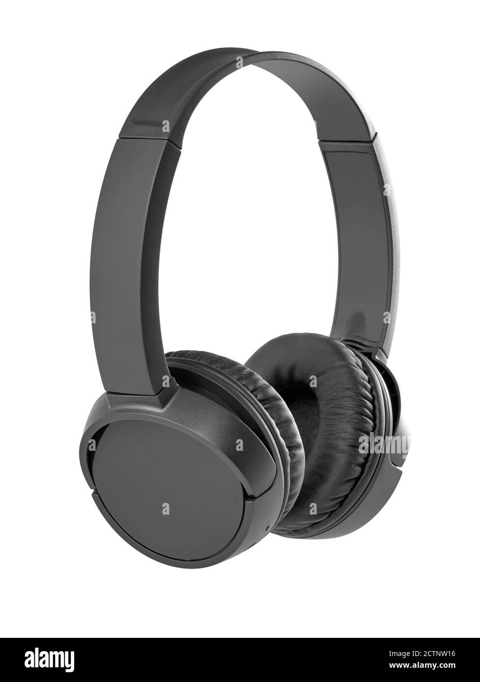 Black wireless headphones on white background Stock Photo - Alamy