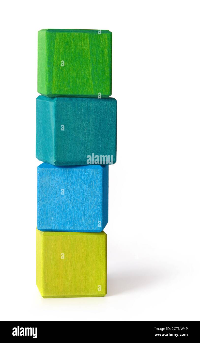 Wooden toy blocks on white background Stock Photo - Alamy