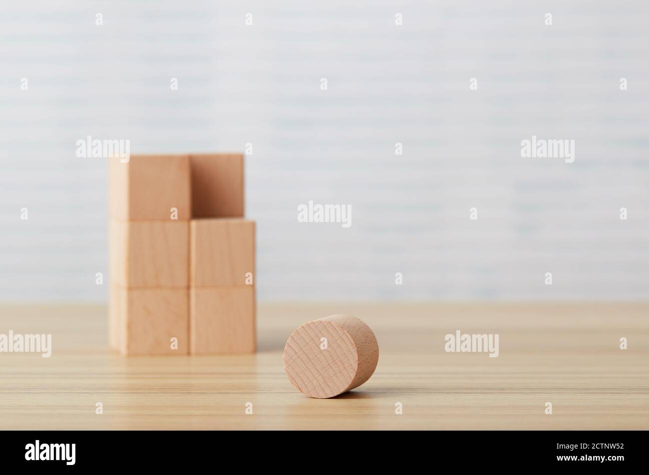 Wooden circle with wooden cubes Stock Photo - Alamy