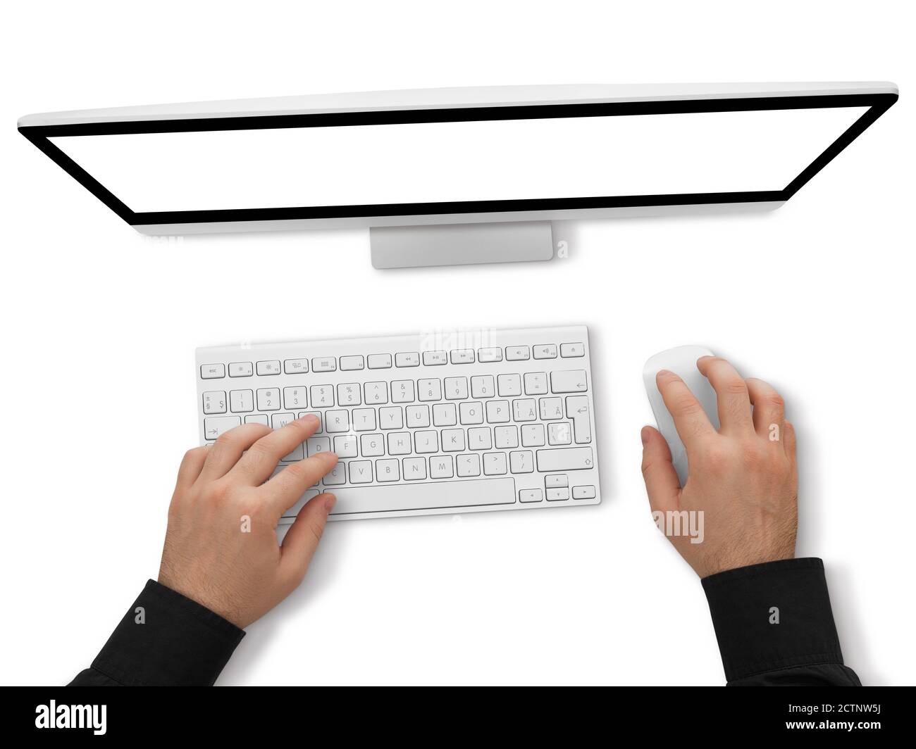 Working on computer isolated Stock Photo - Alamy