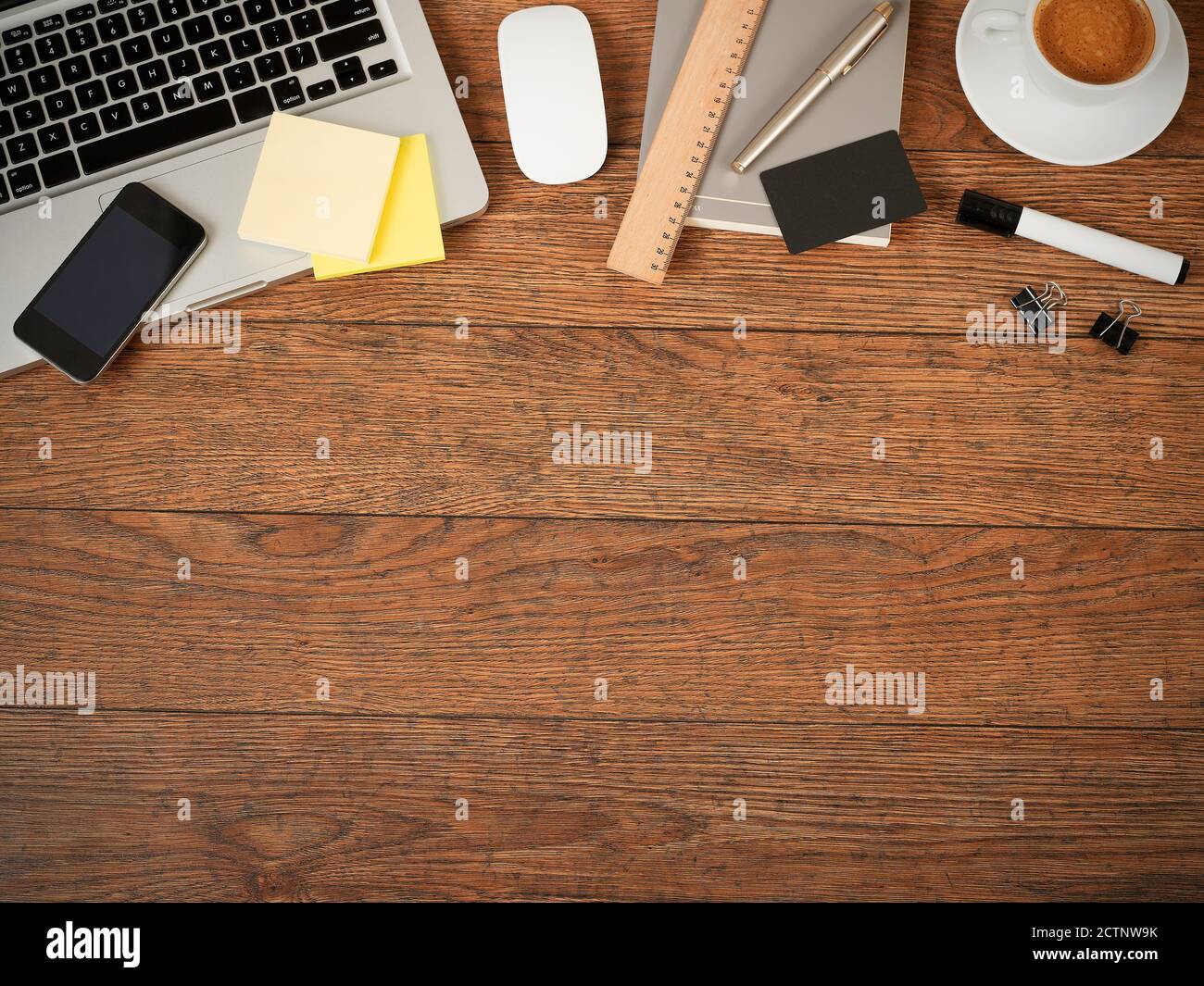 Above view of a working table Stock Photo - Alamy