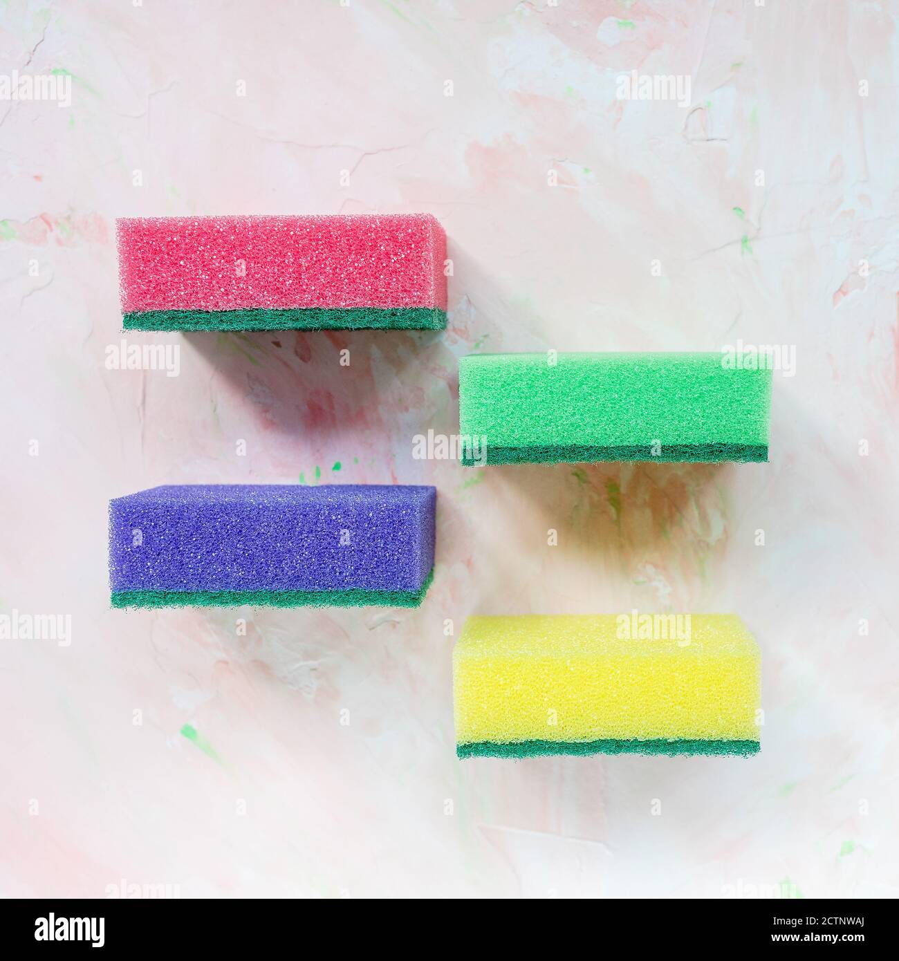 New colorful sponges for dishwashing and cleaning Stock Photo - Alamy