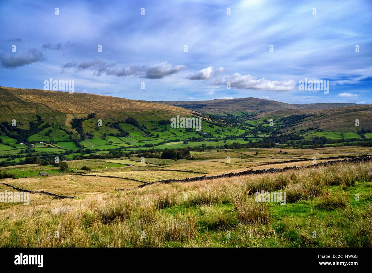 Views across Dentdale from Occupation Road, Yorkshire Dales, England ...