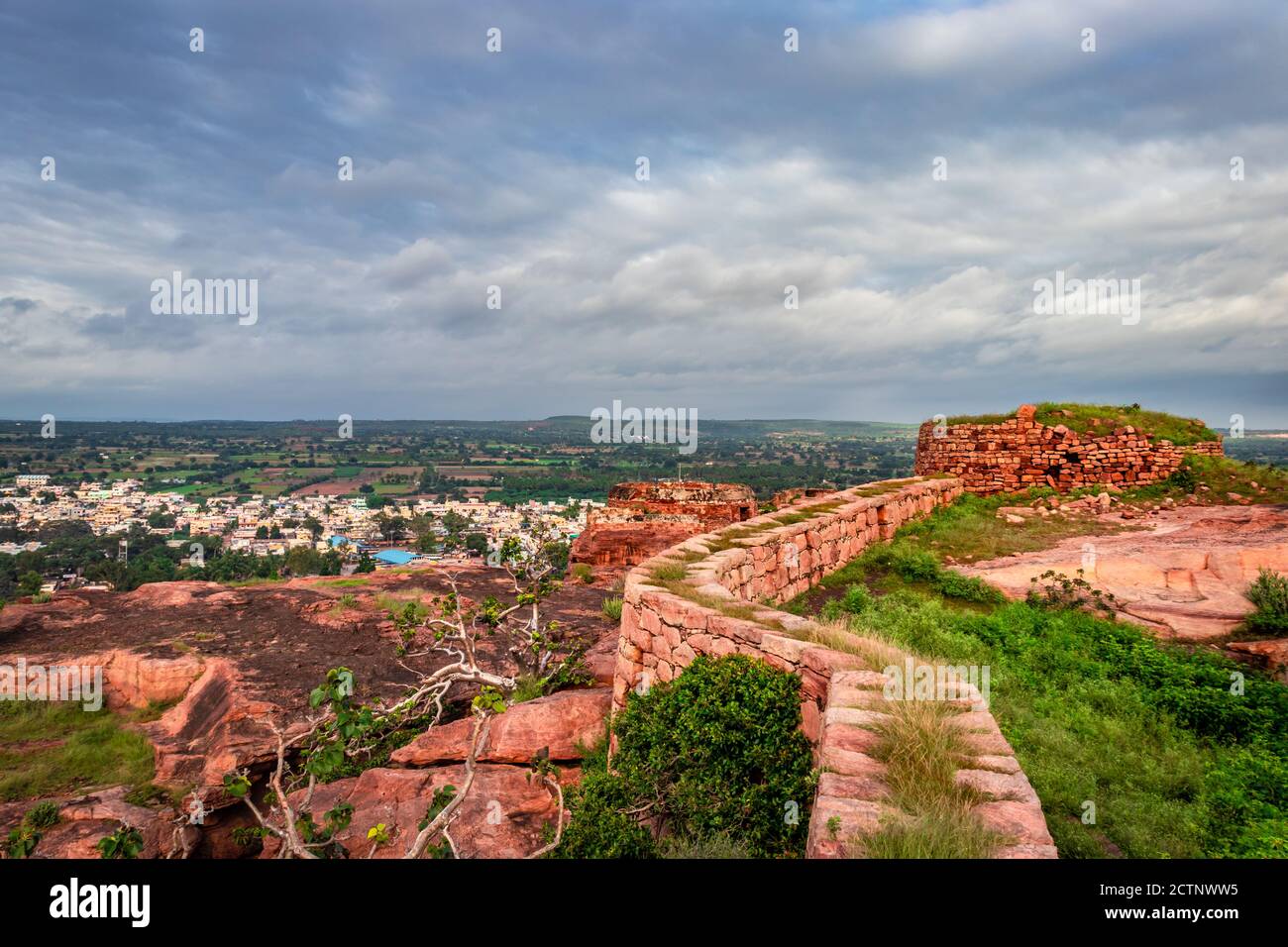 ancient fort architecture with leading trails and amazing sky from flat ...