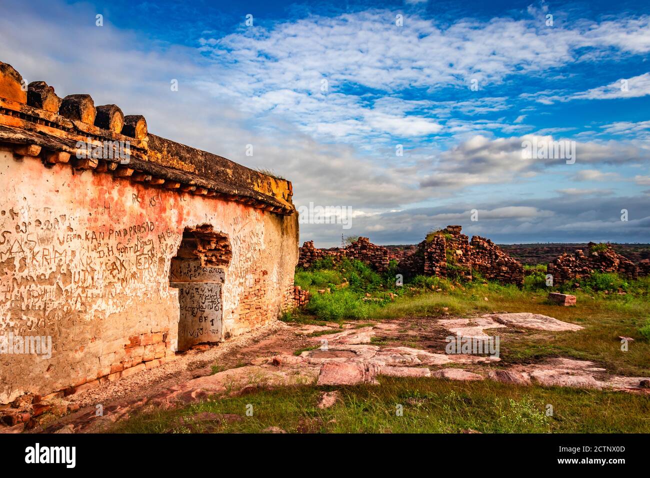 ancient fort architecture with amazing blue sky from flat angle shot is ...