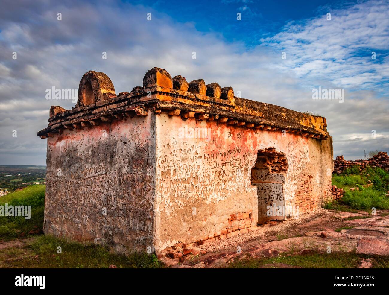 ancient fort architecture with amazing blue sky from flat angle shot is ...