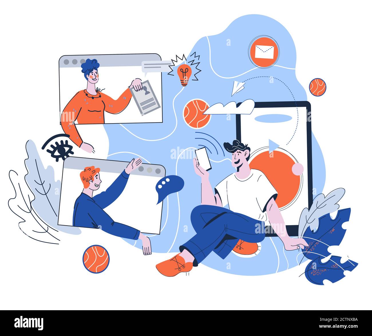 Social communication, virtual meeting and group video conference Stock ...