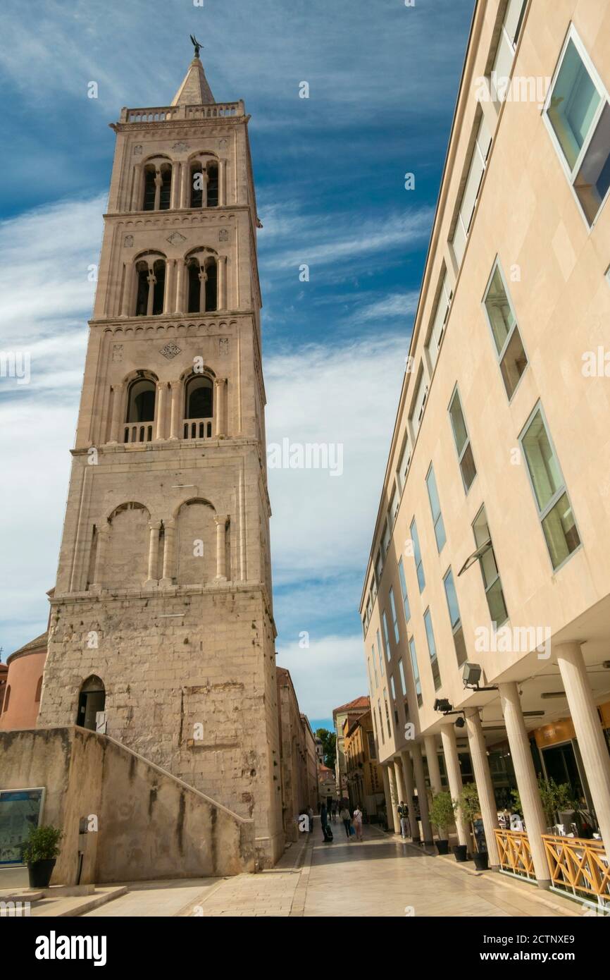 Zadar / Croatia - September 2 2020: Bell Tower of Zadar cathedral ...