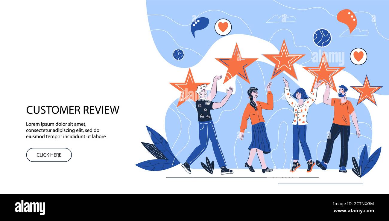 Customer review and clients ranking feedback web page template Stock ...
