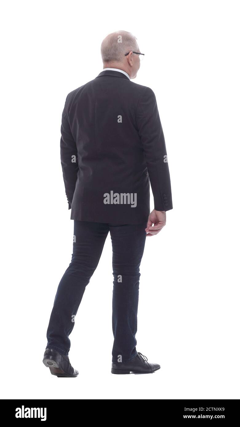 rear view. Mature business man walking away Stock Photo - Alamy