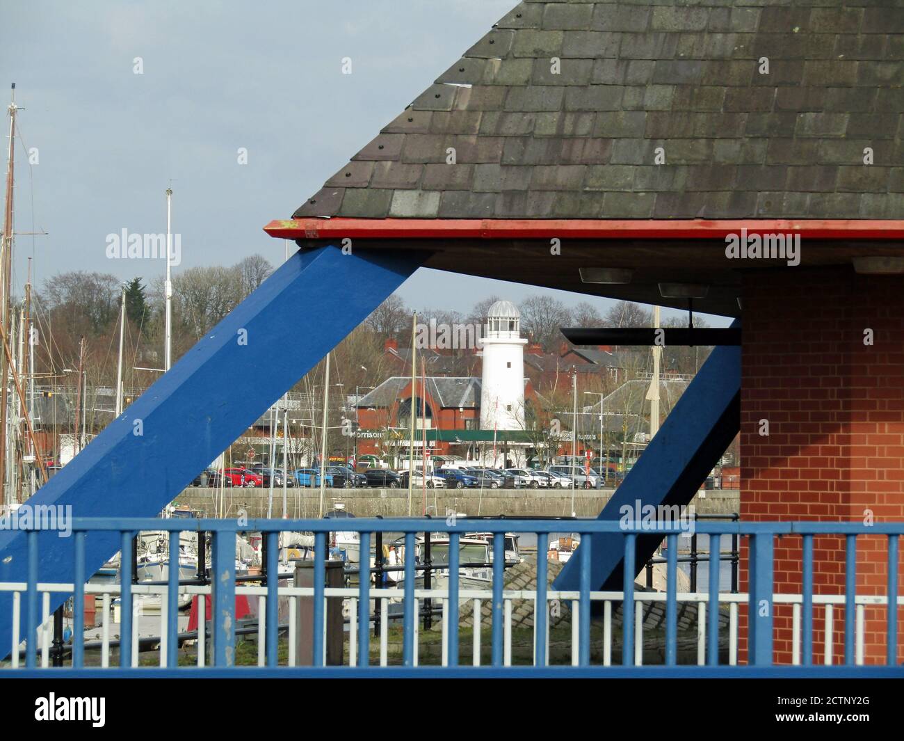 Morrison's Lighthouse through the legs of the Pyramid Stock Photo - Alamy